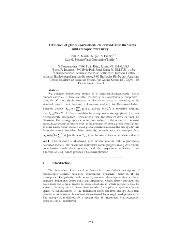 (PDF) Influence of global correlations on central limit theorems and ...