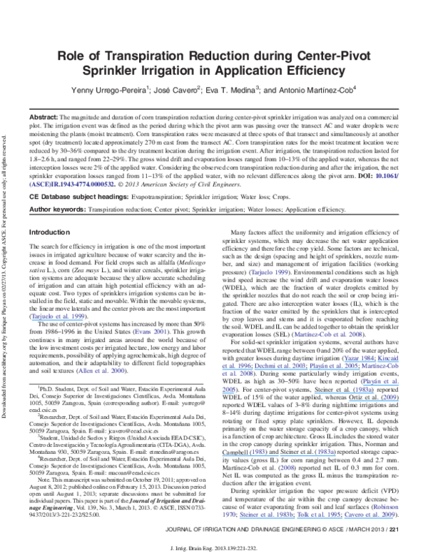 (PDF) Role of Transpiration Reduction during Center-Pivot Sprinkler ...