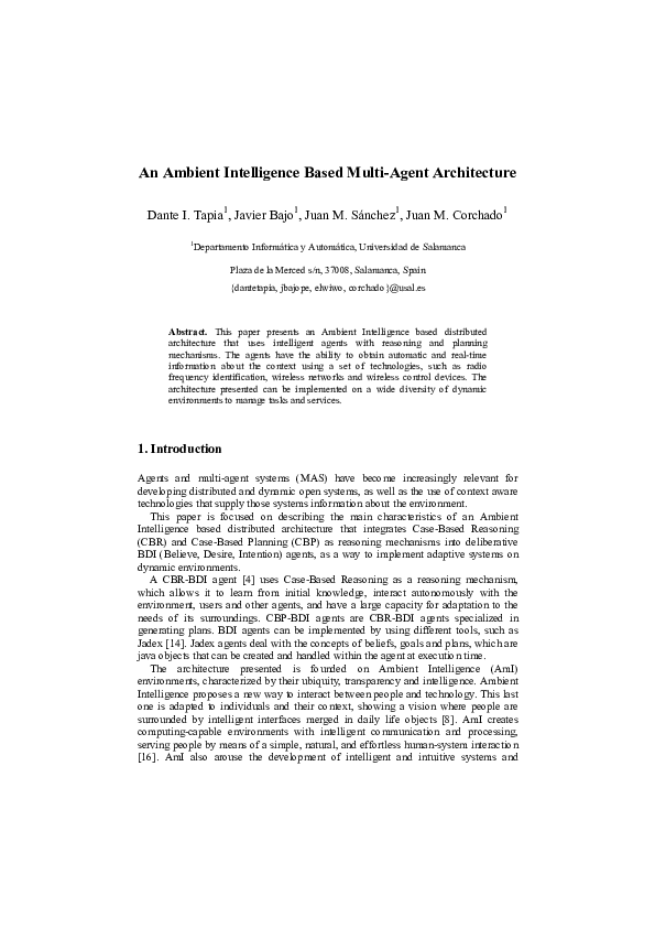 (PDF) An Ambient Intelligence Based Multi-Agent Architecture