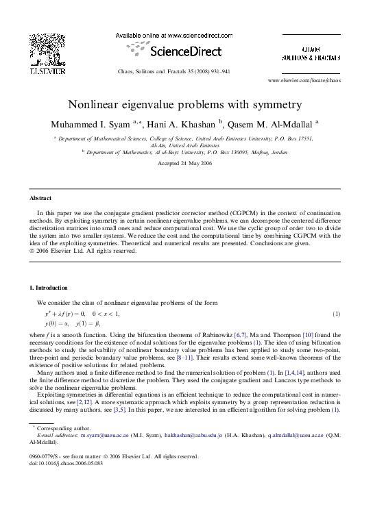 Pdf Nonlinear Eigenvalue Problems With Symmetry