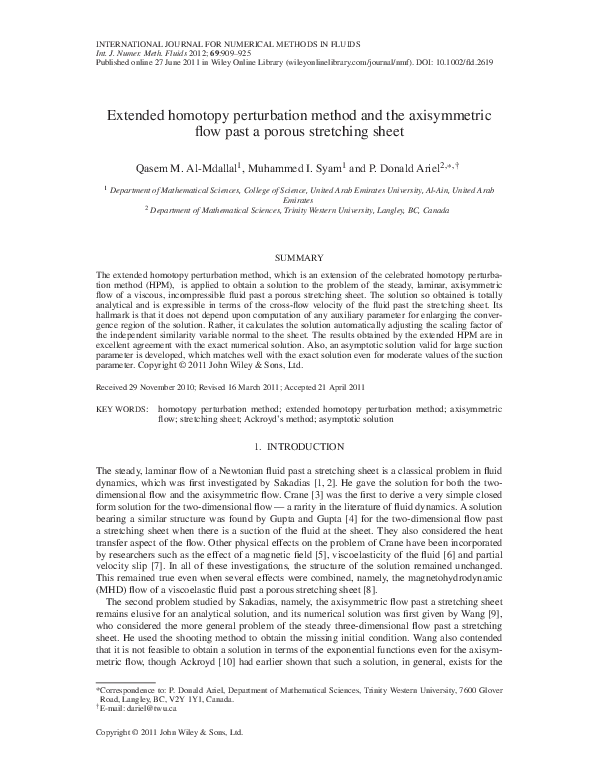 (PDF) Extended Homotopy Perturbation Method for Axisymmetric Flow