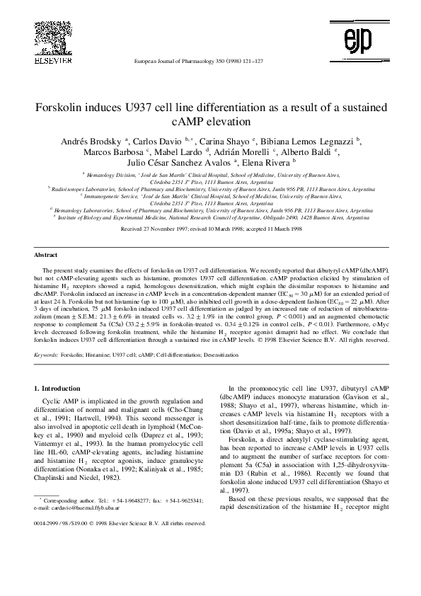 (PDF) Forskolin induces U937 cell line differentiation as a result of a ...