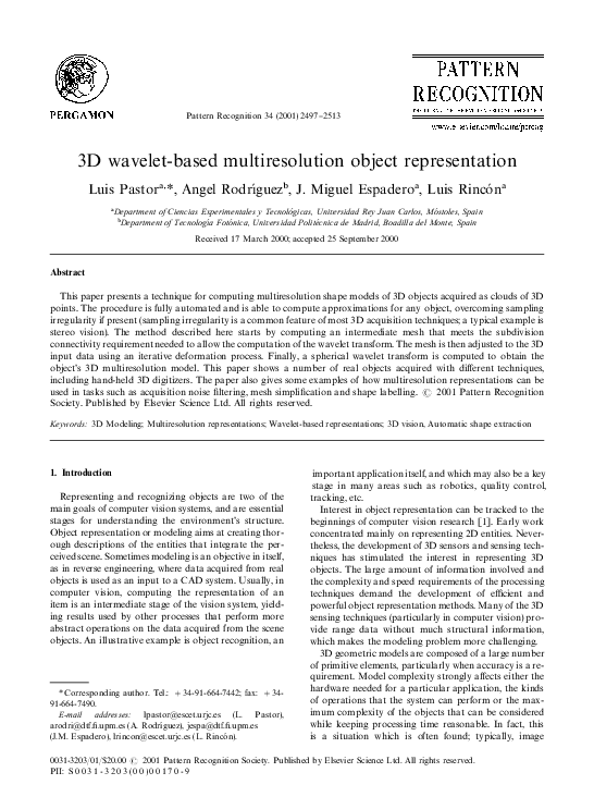 (PDF) 3D wavelet-based multiresolution object representation