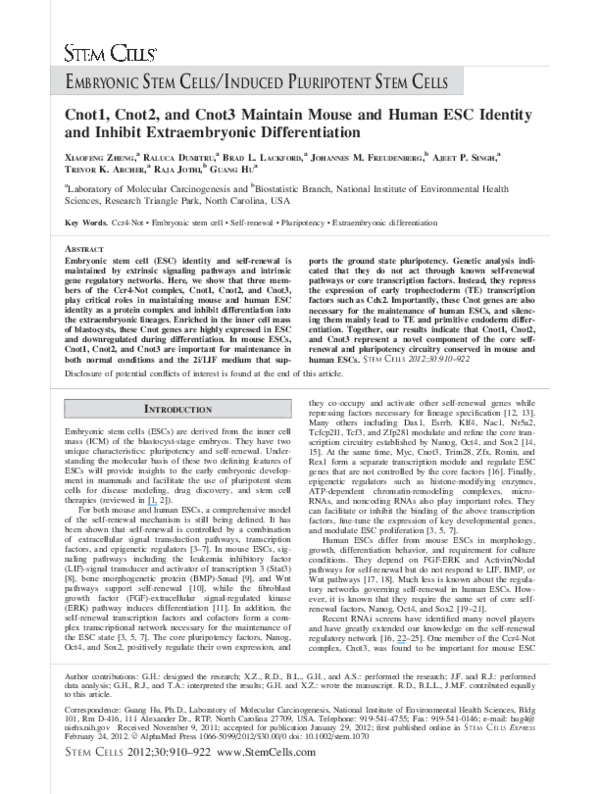 (PDF) Cnot1, Cnot2, and Cnot3 Maintain Mouse and Human ESC Identity and ...