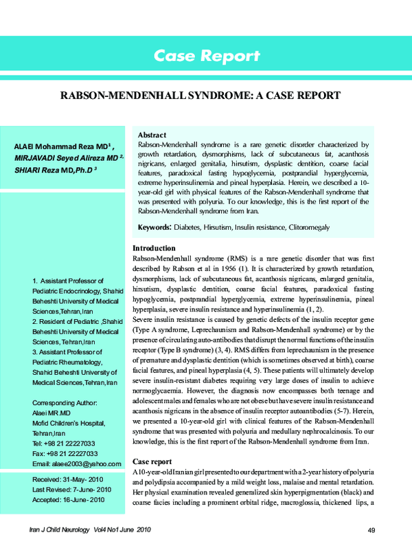 (PDF) Rabson-Mendenhall syndrome: A case report