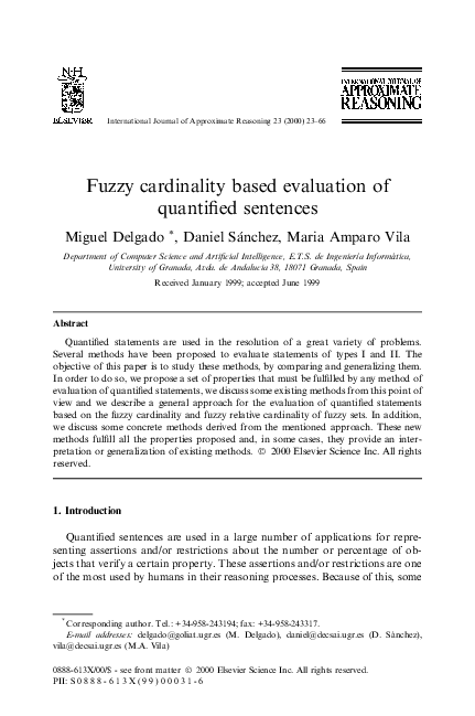 (PDF) Fuzzy cardinality based evaluation of quantified sentences