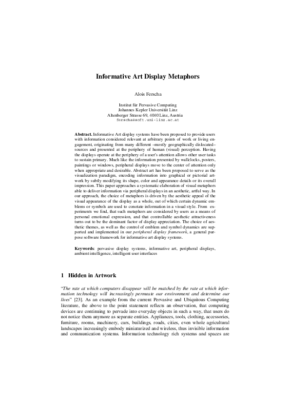 (PDF) Informative Art Display Metaphors
