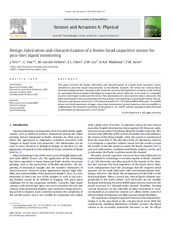 (PDF) Design, fabrication and characterization of a femto-farad ...