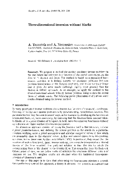 (PDF) Three-dimensional inversion without blocks