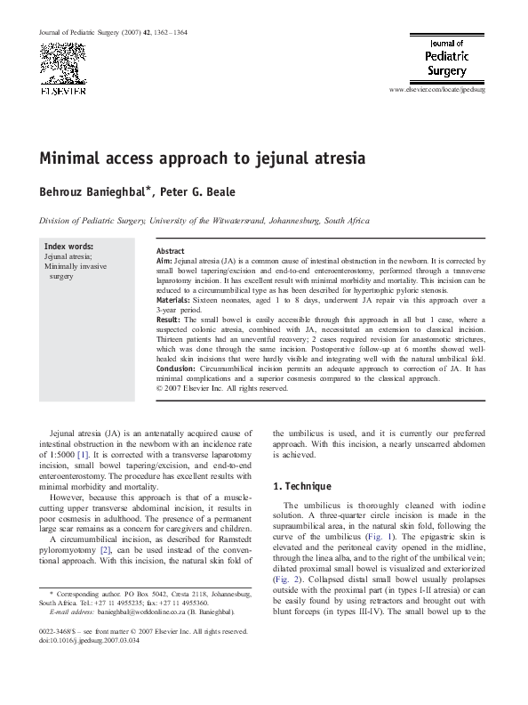 Minimal access approach to jejunal atresia