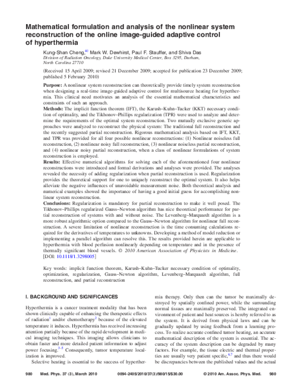 (PDF) Mathematical formulation and analysis of the nonlinear system reconstruction of the online ...