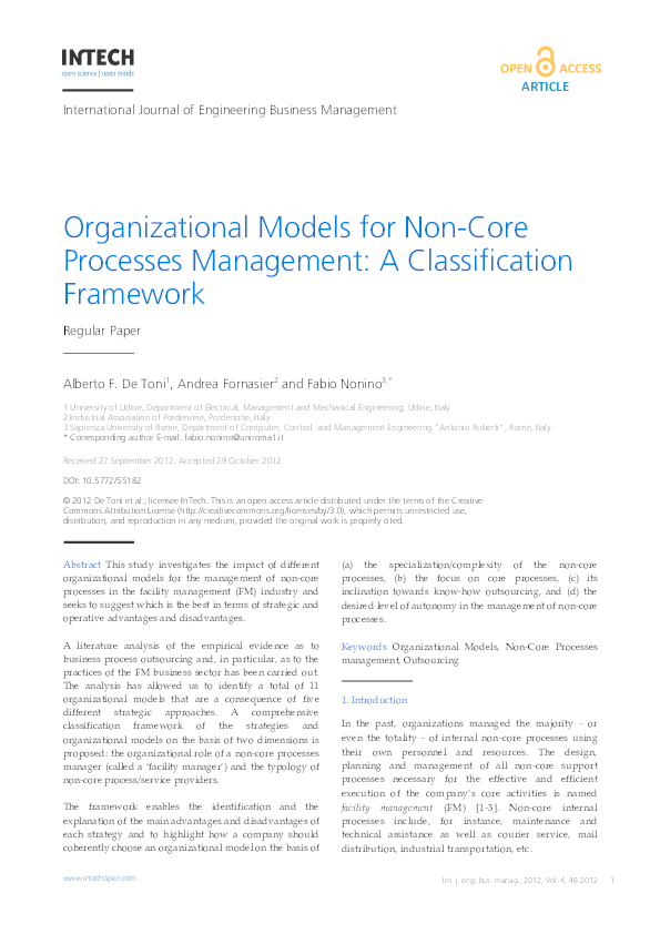(PDF) Organizational models for non-core processes management: A ...
