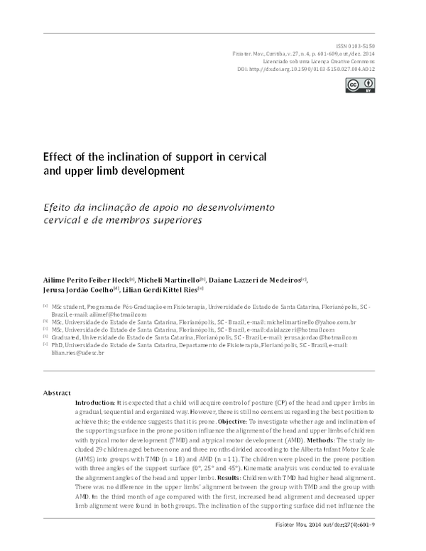 (PDF) Effect of the inclination of support in cervical and upper limb ...