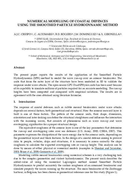 (PDF) Numerical modeling of coastal defences using Smoothed Particle Hydrodynamic method