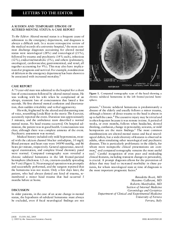 PDF A SUDDEN AND TEMPORARY EPISODE OF ALTERED MENTAL STATUS A CASE pdf-a-sudden-and-temporary-episode-of-altered-mental-status-a-case