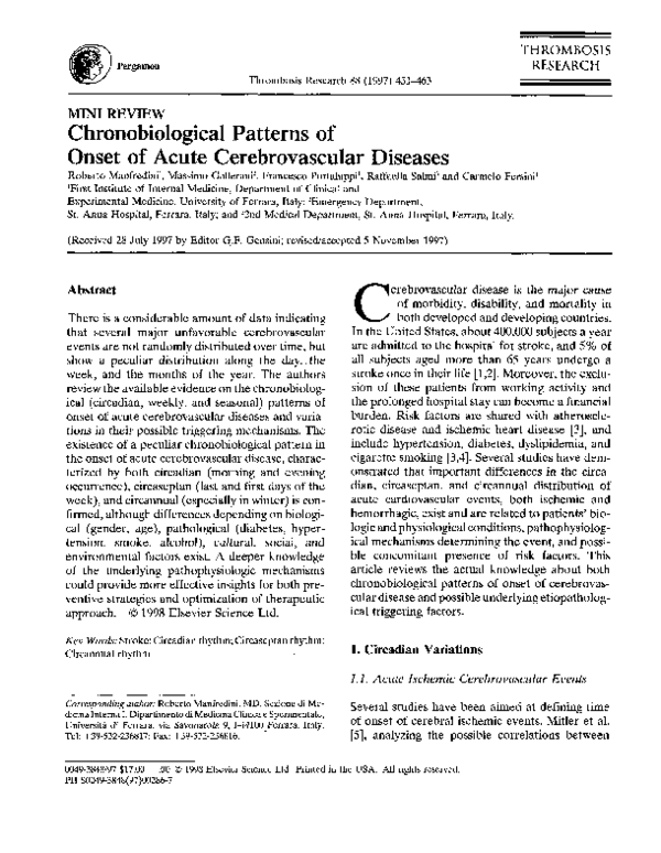 (PDF) Chronobiological Patterns of Onset of Acute Cerebrovascular Diseases