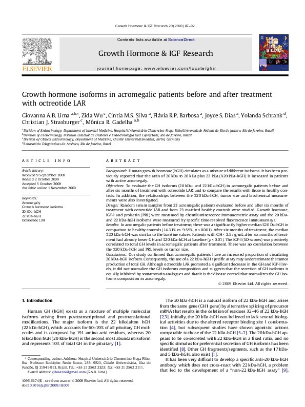 (PDF) Growth hormone isoforms in acromegalic patients before and after ...