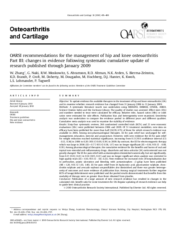 (PDF) OARSI recommendations for the management of hip and knee ...