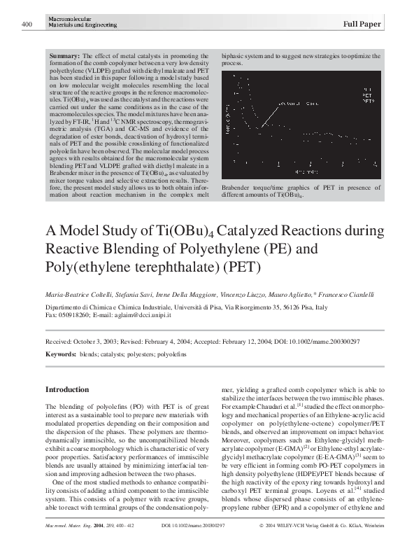 (PDF) A Model Study of Ti(OBu)4 Catalyzed Reactions during Reactive ...