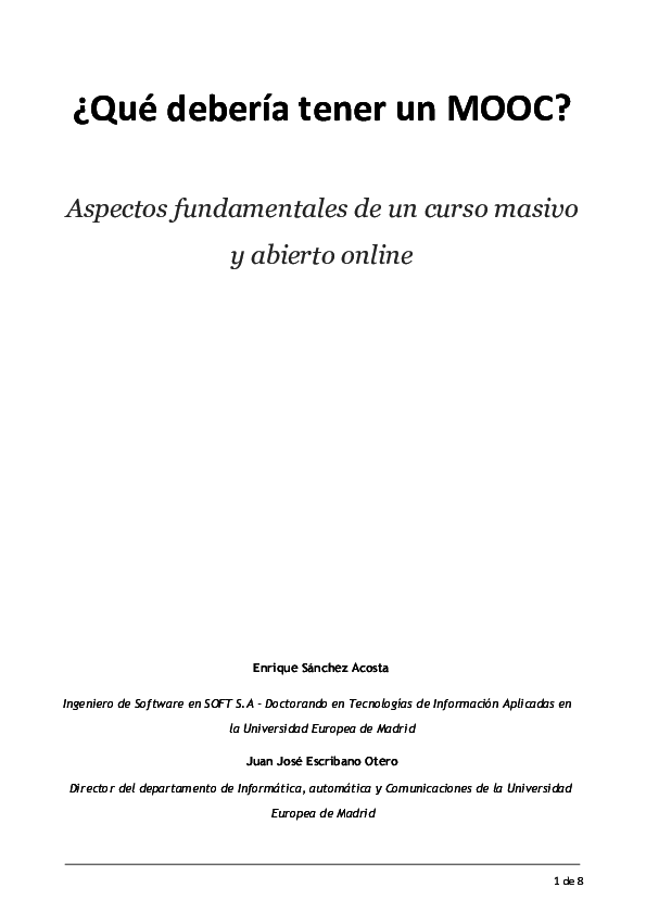 (PDF) ¿Qué debería tener un MOOC? Aspectos fundamentales de un curso masivoy abierto online