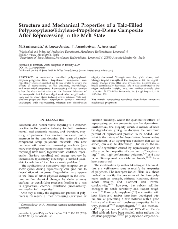 (PDF) Structure and mechanical properties of a talc-filled ...