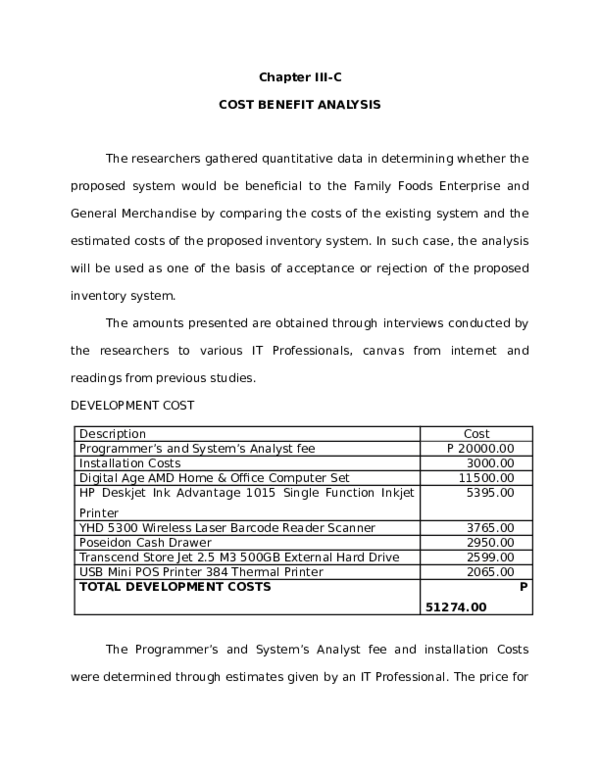 (DOC) Chapter III-C COST BENEFIT ANALYSIS