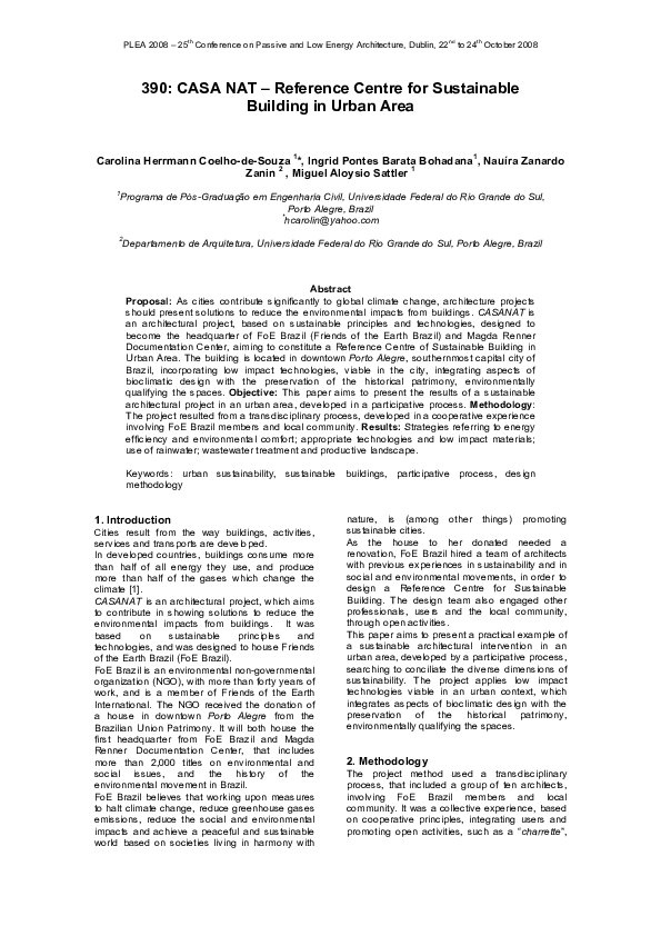 (PDF) 390: CASA NAT Reference Centre for Sustainable Building in Urban Area