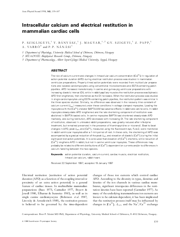 (PDF) Mechanisms of calcium transient and action potential alternans in ...