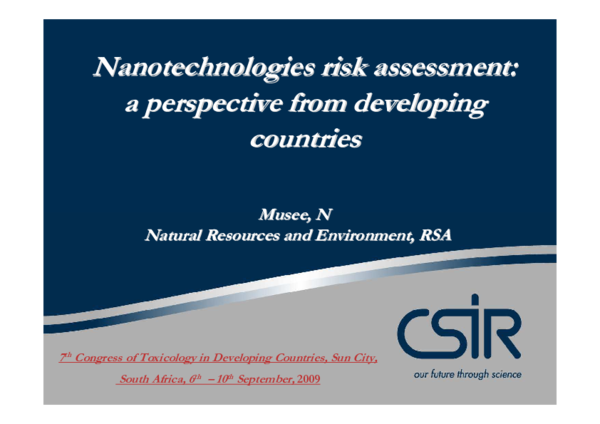 (PDF) Nanotechnologies risk assessment: Nanotechnologies risk ...