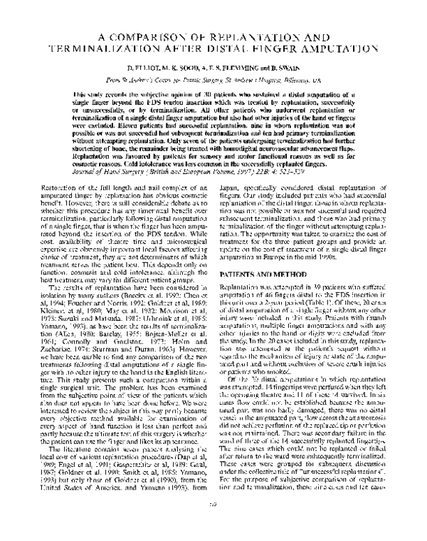 (PDF) A COMPARISON OF REPLANTATION AND TERMINALIZATION AFTER DISTAL ...