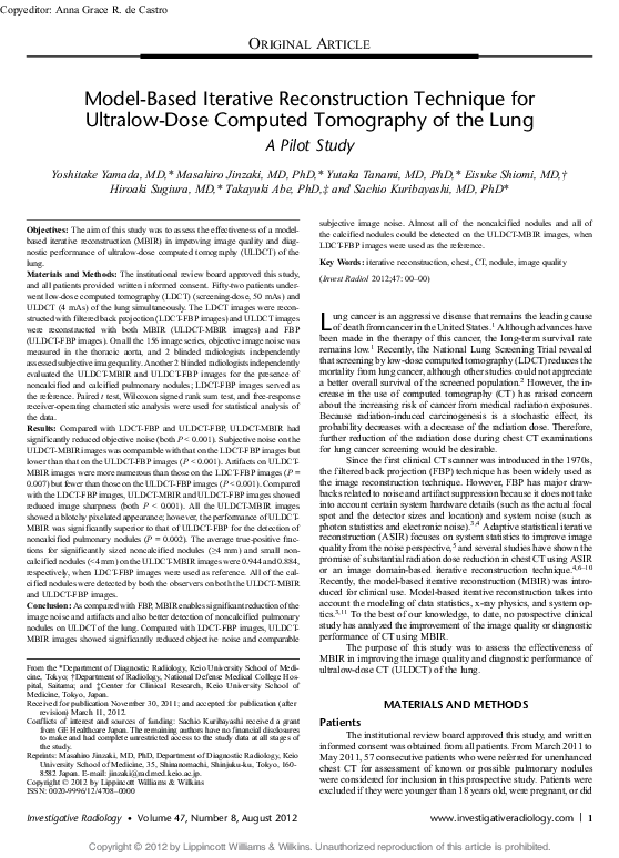 (PDF) Model-Based Iterative Reconstruction Technique for Ultralow-Dose ...