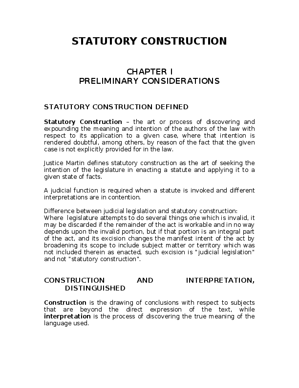 (PDF) STATUTORY CONSTRUCTION CHAPTER I PRELIMINARY CONSIDERATIONS ...