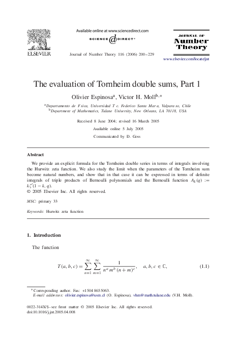 (PDF) The evaluation of Tornheim double sums. Part 2