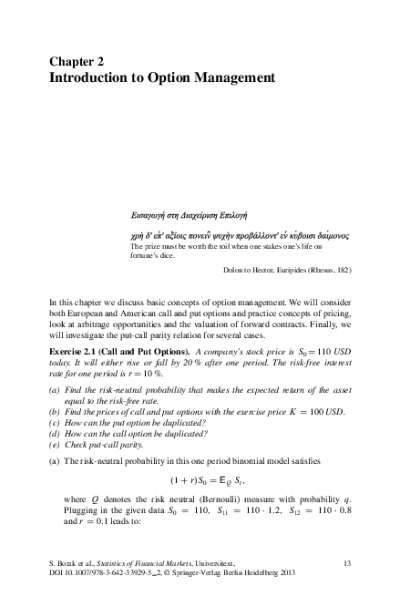 (PDF) Introduction to Option Management