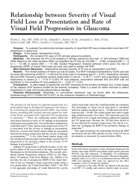 (PDF) Relationship between Severity of Visual Field Loss at ...