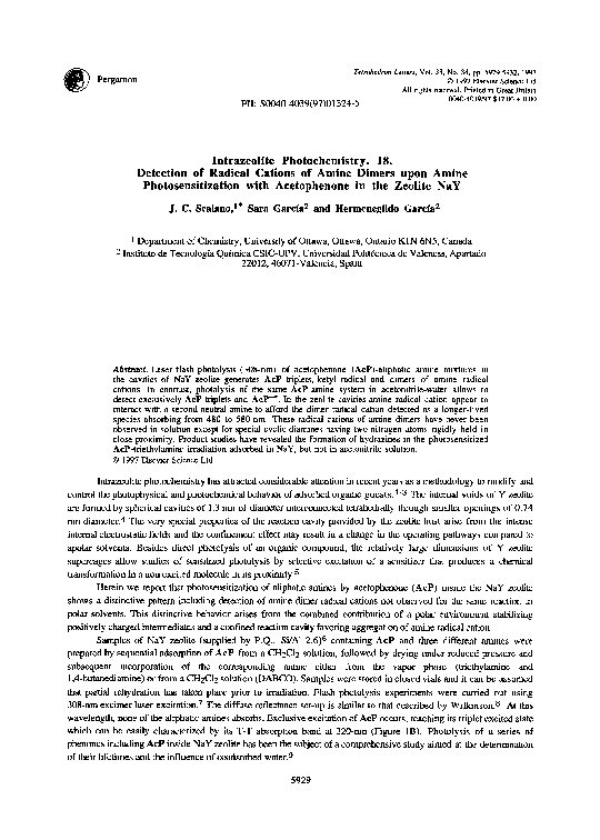 (PDF) Intrazeolite photochemistry. 18. Detection of radical cations of ...
