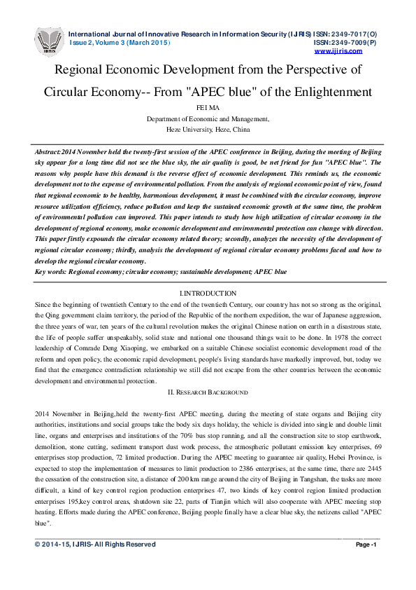 (PDF) Regional Economic Development from the Perspective of Circular ...