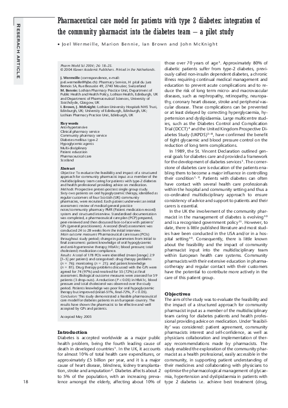 (PDF) Pharmaceutical care model for patients with type 2 diabetes ...