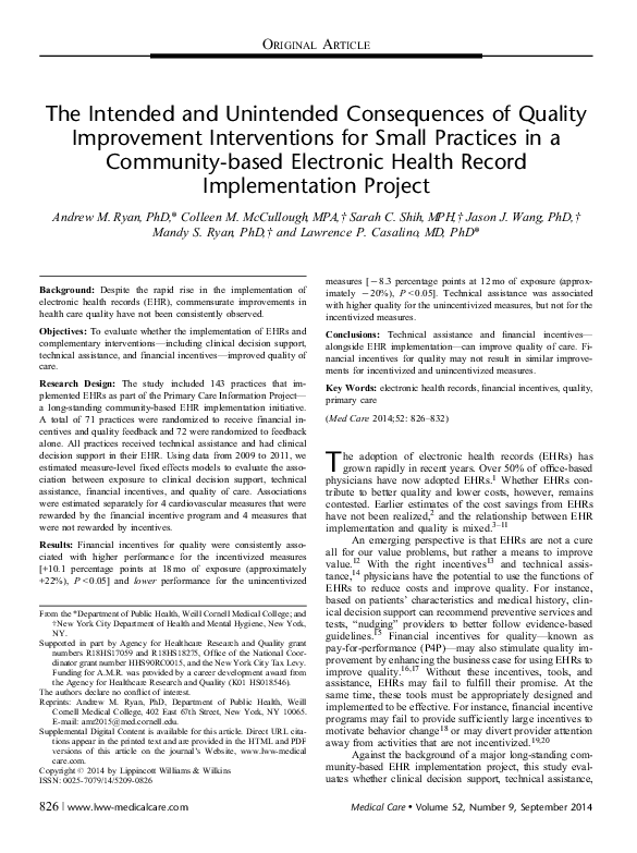 (PDF) The Intended and Unintended Consequences of Quality Improvement ...