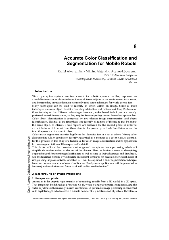 (PDF) Accurate Color Classification and Segmentation for Mobile Robots