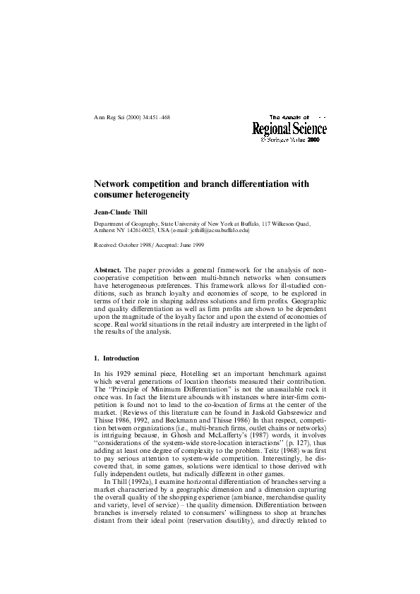 (PDF) Network competition and branch differentiation with consumer ...