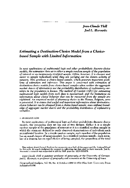 (PDF) Estimating a Destination-Choice Model from a Choice-based Sample ...