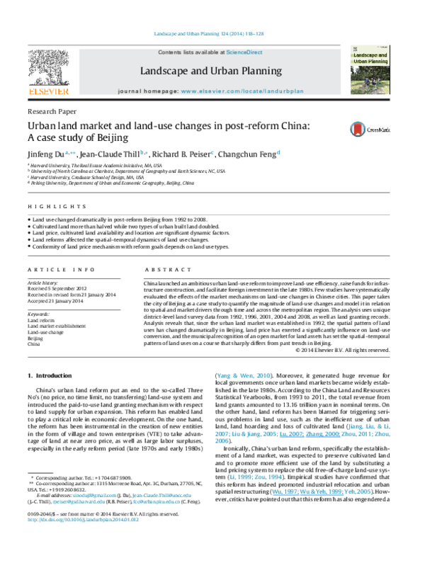 (PDF) Urban land market and land-use changes in post-reform China: A ...