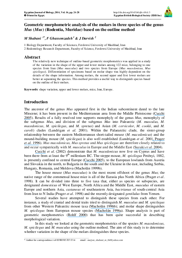 (PDF) Geometric morphometric analysis of the molars in three species of ...