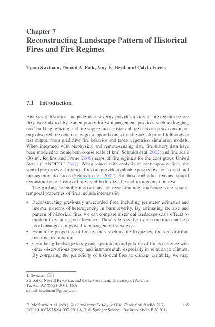 (PDF) Reconstructing Landscape Pattern of Historical Fires and Fire Regimes