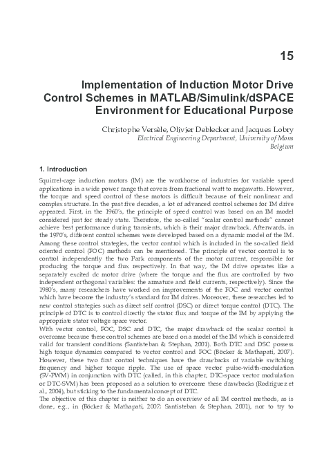 (PDF) Implementation of Induction Motor Drive Control Schemes in MATLAB/Simulink/dSPACE ...