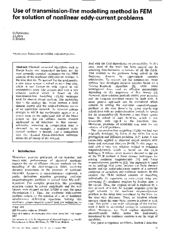 (PDF) Use of transmission-line modelling method in FEM for solution of nonlinear eddy-current ...