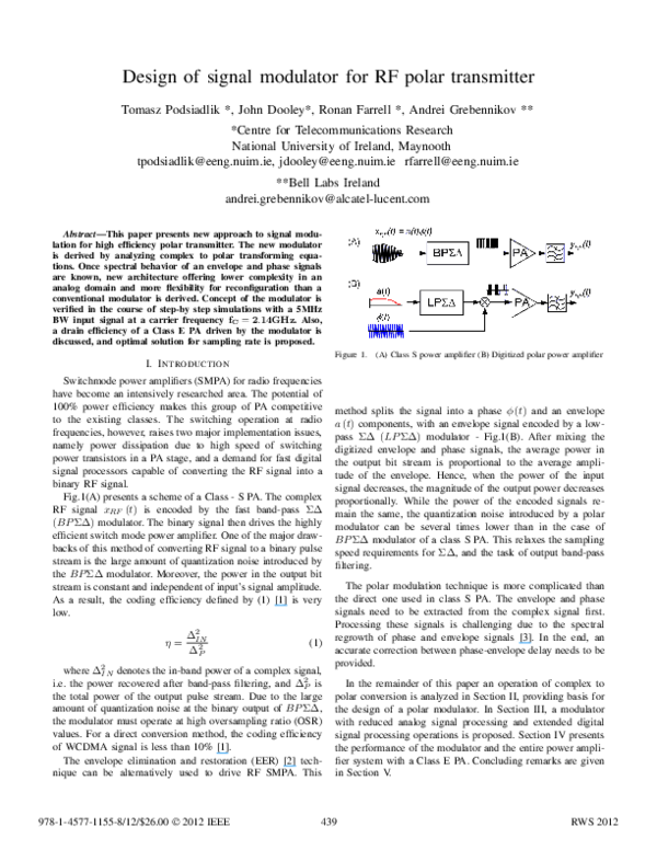 (PDF) Design of signal modulator for RF polar transmitter