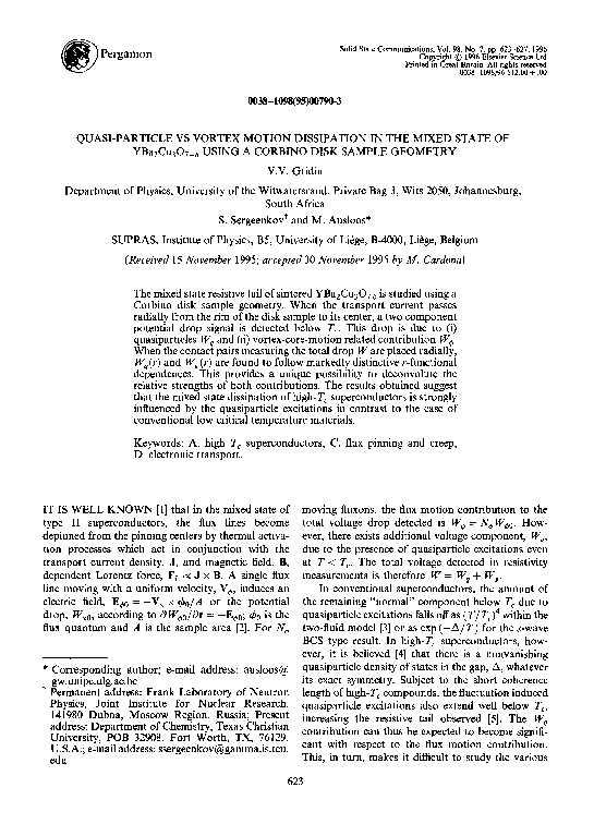 (PDF) Quasi-particle vs vortex motion dissipation in the mixed state of ...
