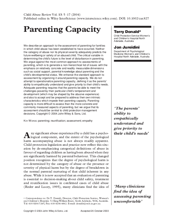 (PDF) Parenting capacity